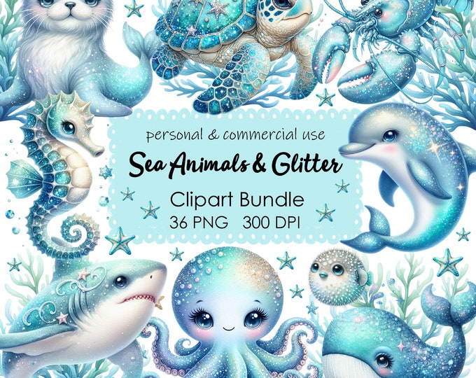 Pink Sea Animals Clipart, Little Sea Animal Clipart, Undersea ...