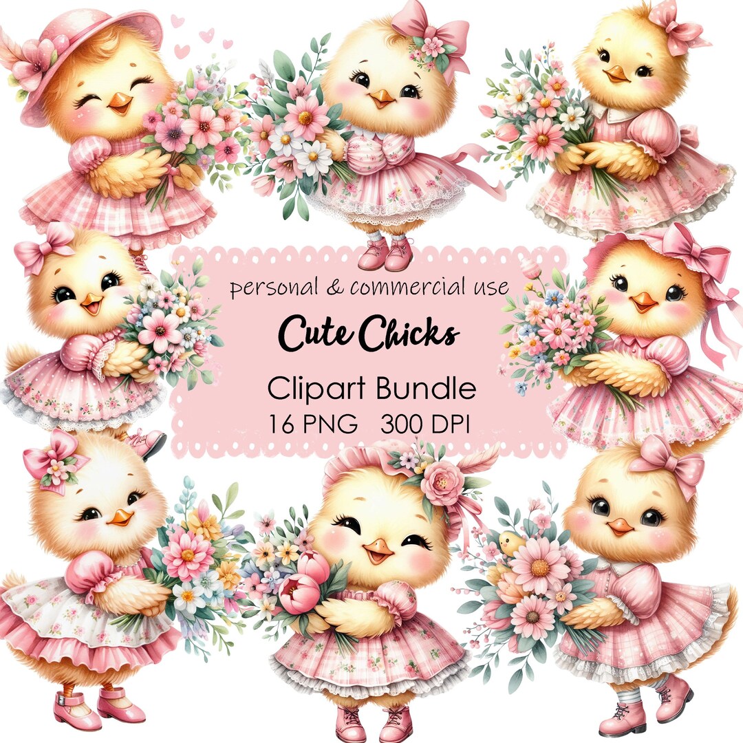Cute Chicks Clipart, Easter Bundle Clipart, Easter Chicken Clipart ...