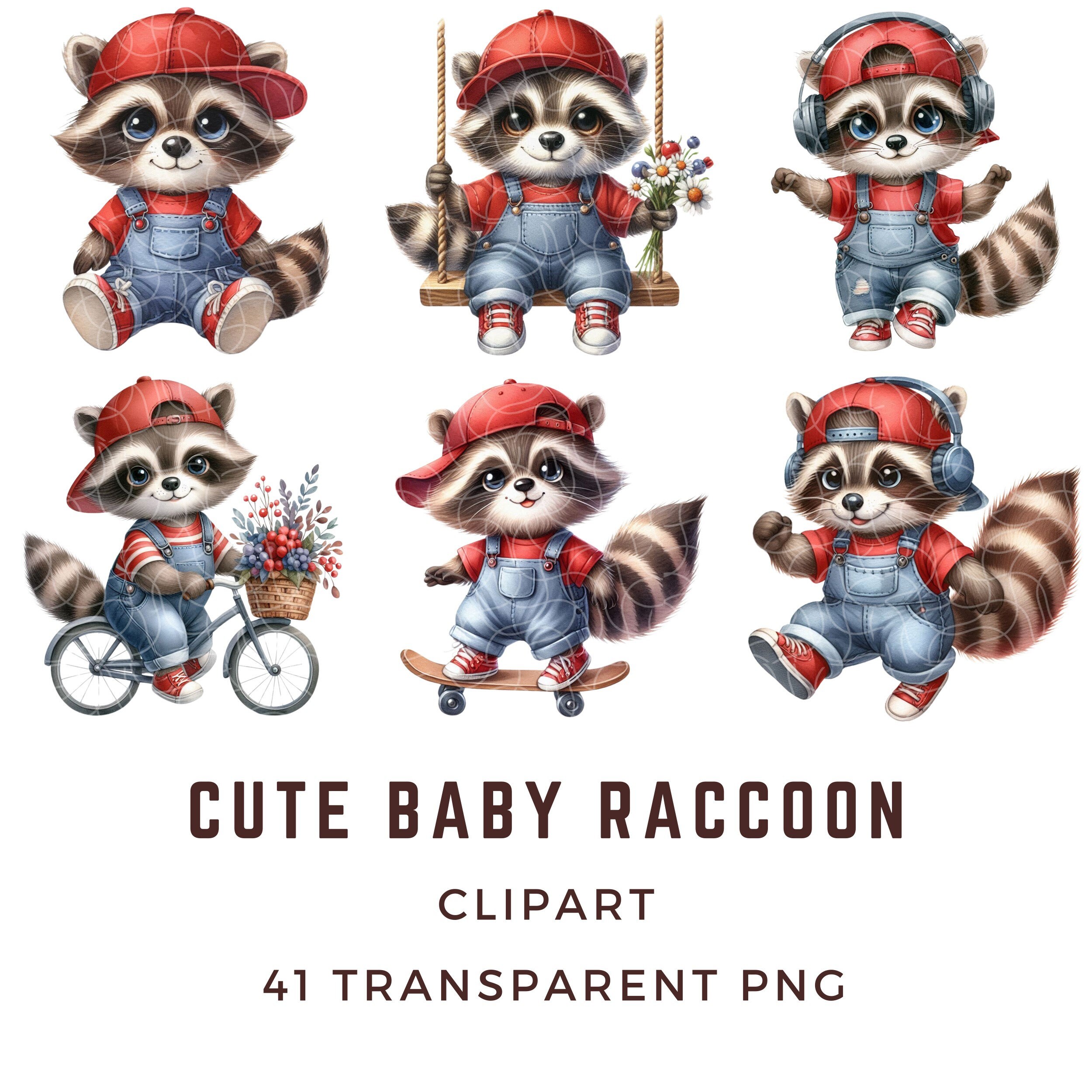 Sweet Baby Raccoons Clipart, Animals Clipart, Raccoon 41 PNG, Kids ...