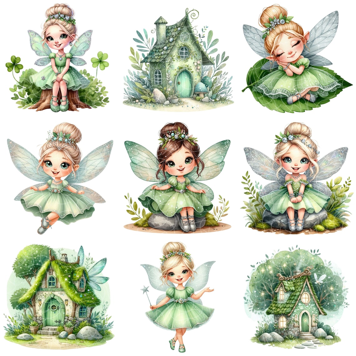 Sweet Fairies Clipart, Green Fairy PNG, Garden Fairies, Fairy Clipart ...