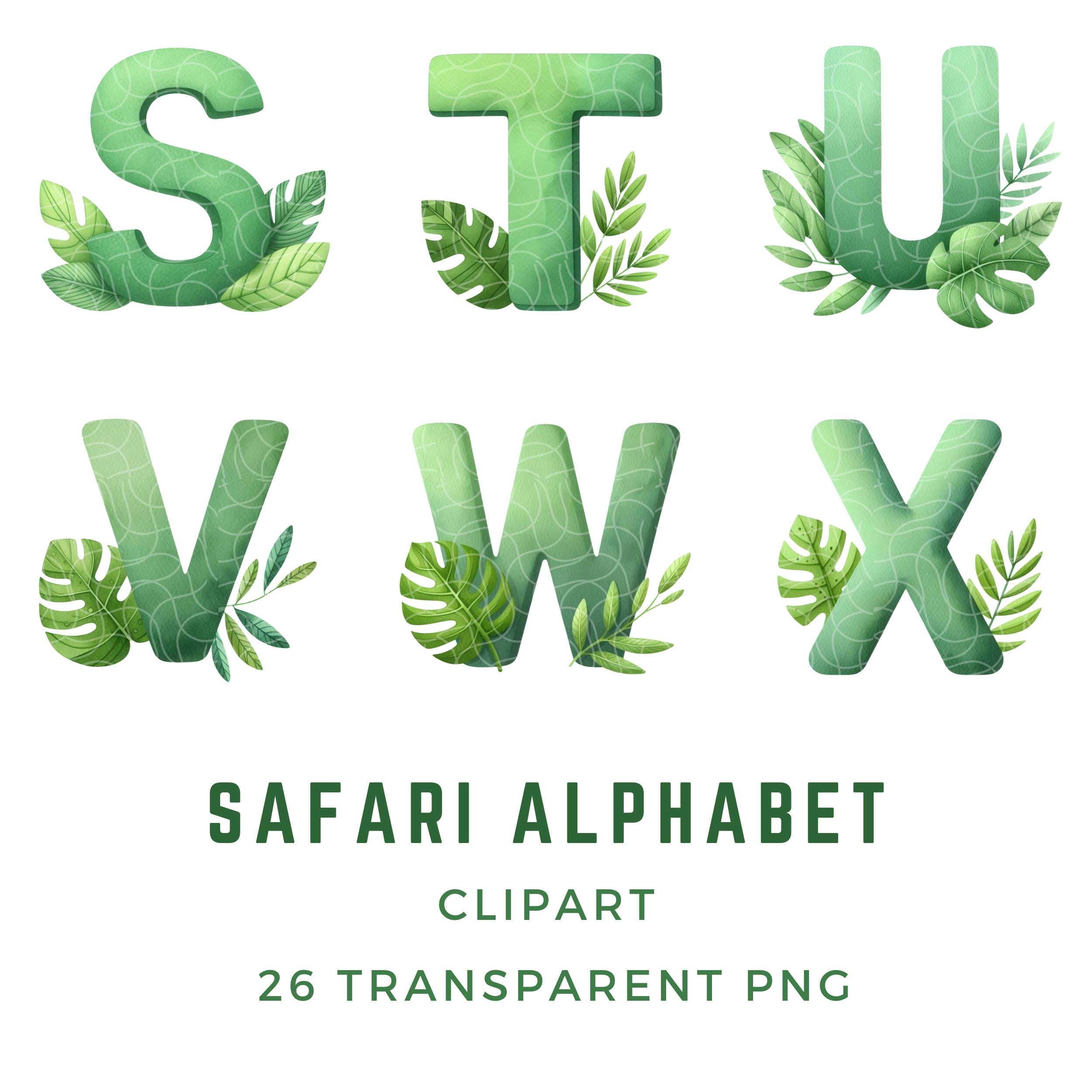 Watercolor Safari Alphabet Clipart: Jungle Nursery Letters (PNG Digital ...