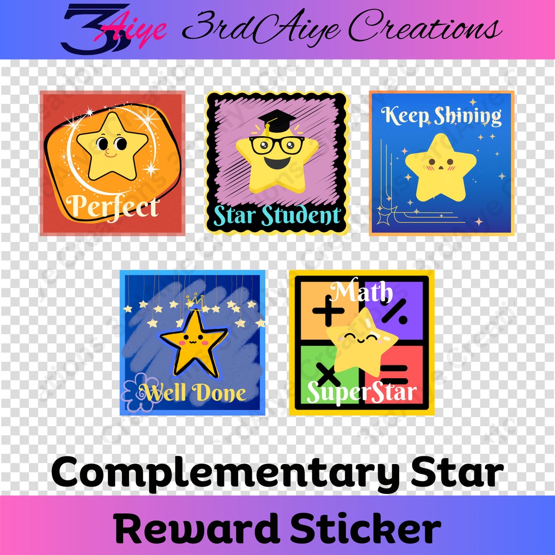 Star Reward Sticker, Good Job Star Sticker, Teacher Student Easy to ...