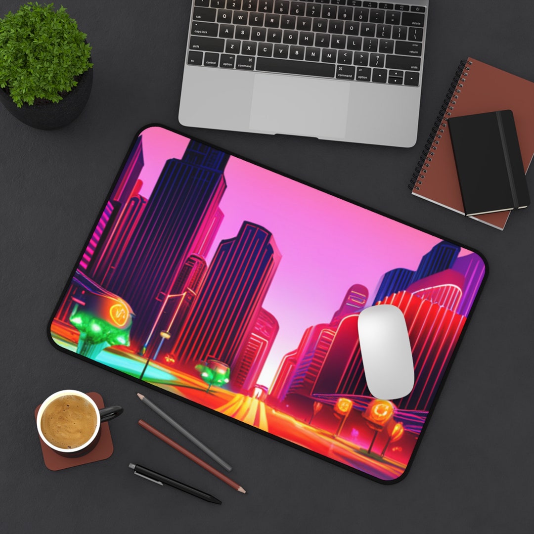 Neon City- Desk Mat - Etsy