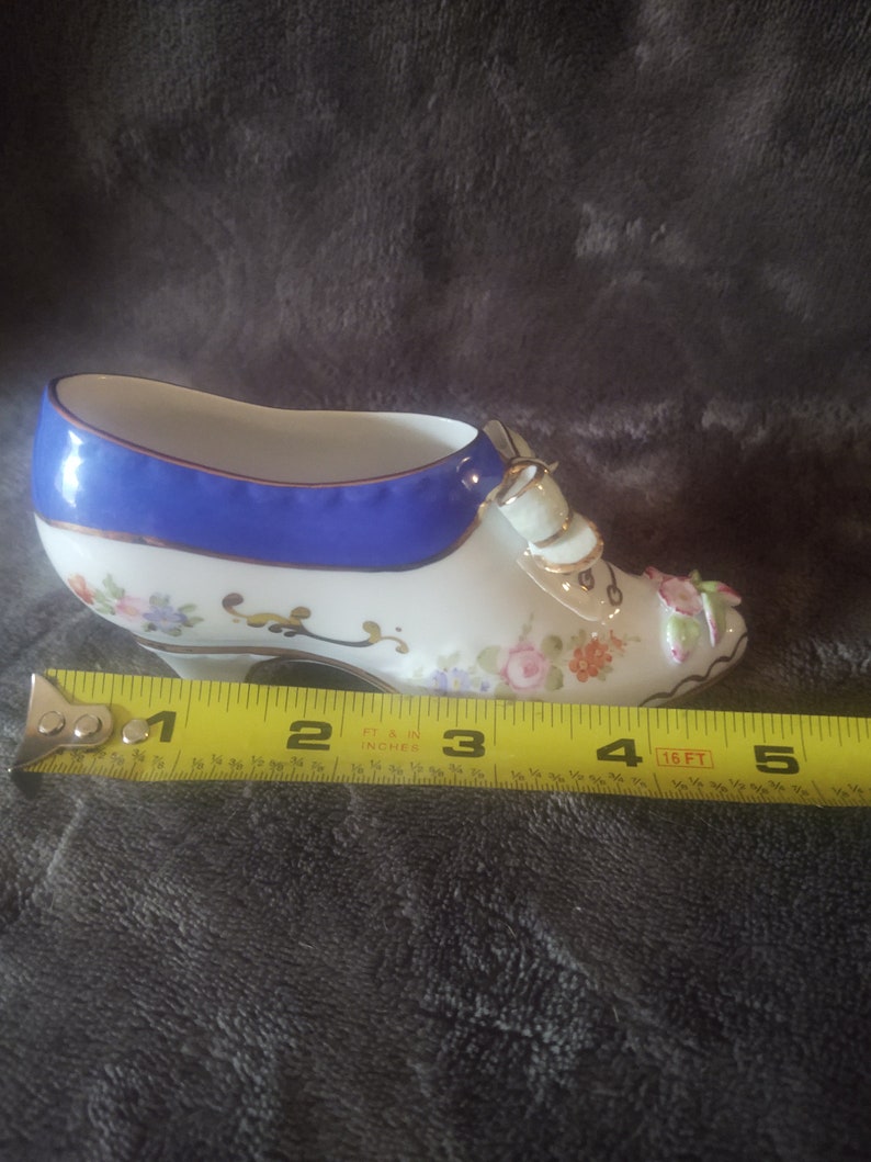 Beautiful Cracker Barrel Blue, White Floral High Heel Porcelain Shoe - Etsy