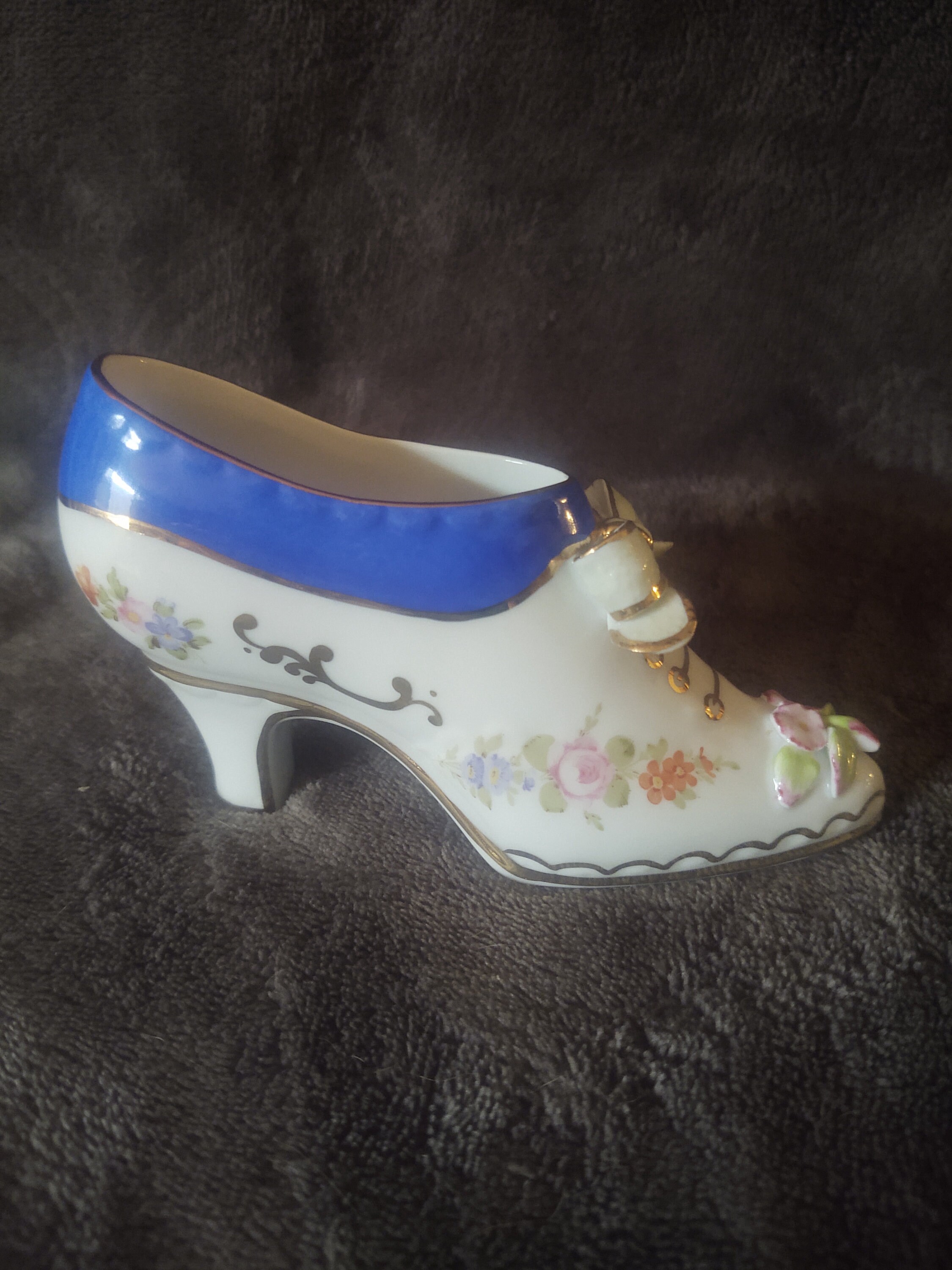 Beautiful Cracker Barrel Blue, White Floral High Heel Porcelain Shoe - Etsy
