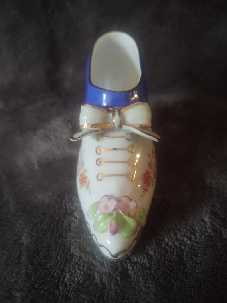 Beautiful Cracker Barrel Blue, White Floral High Heel Porcelain Shoe - Etsy