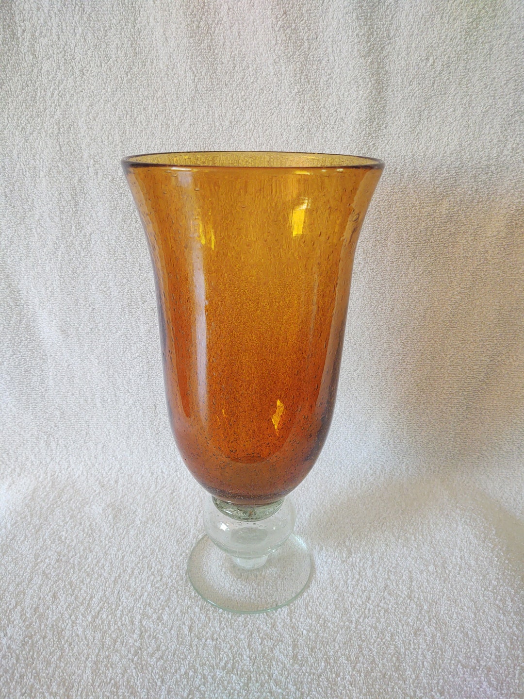 Gorgeous Designs China Amber Color Art Glass Vase - Sticker on Bottom ...