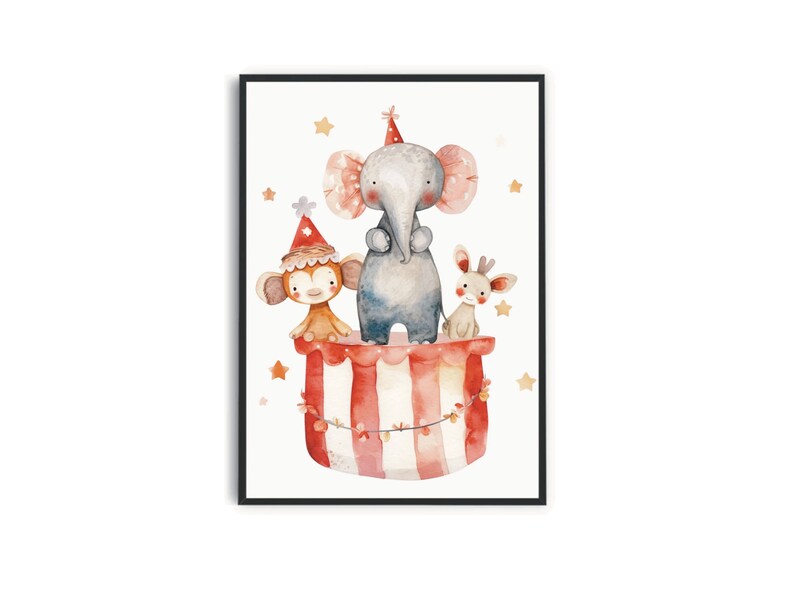 Circus Animal Friends Wall Art, Circus Theme Kids Wall Art,baby Circus ...