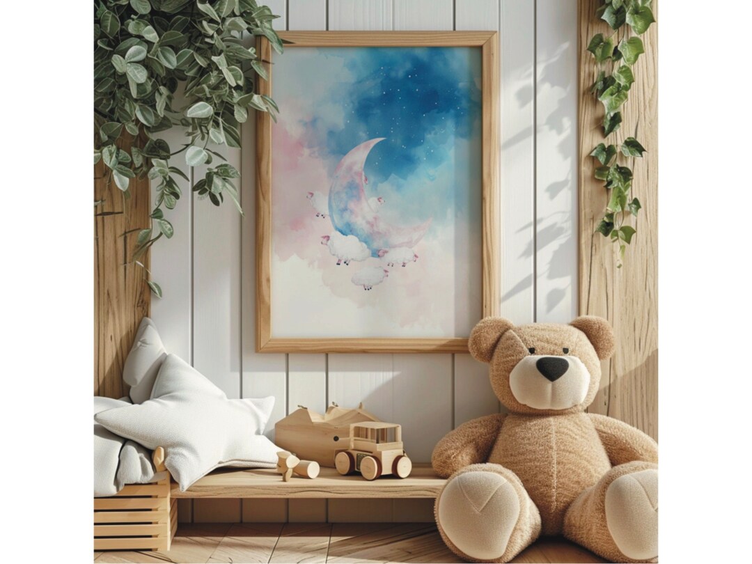 Watercolor Sparkle Counting Sheep Wall Art, Farm Animal Nursery Decor ...