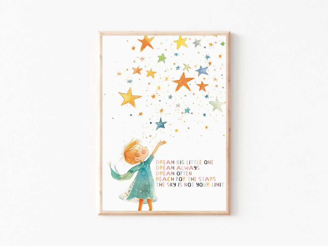 Dream Big Wall Print, Motivational Quotes for Kids Art Print, Kid ...