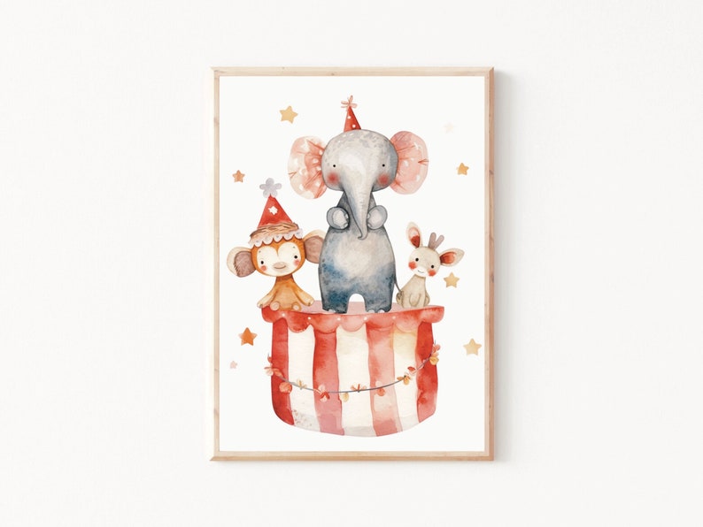 Circus Animal Friends Wall Art, Circus Theme Kids Wall Art,baby Circus ...
