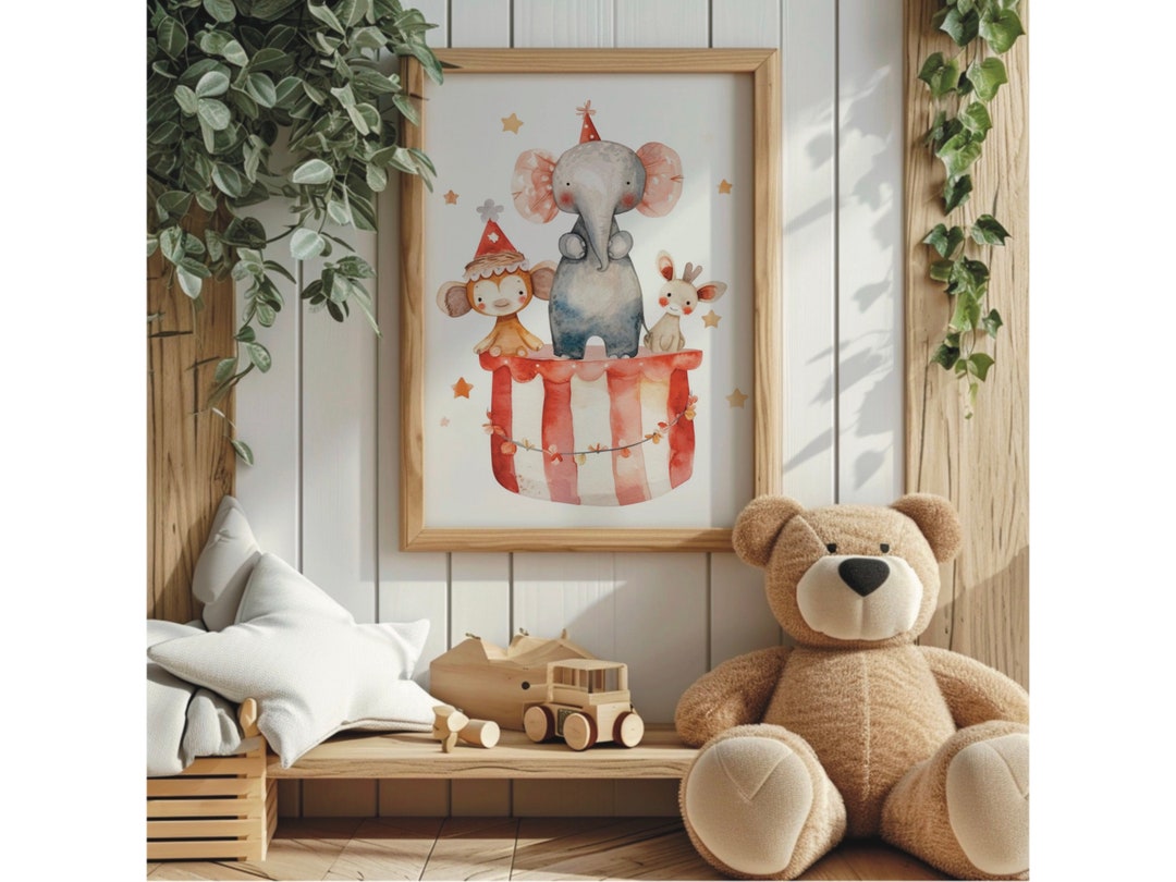 Circus Animal Friends Wall Art, Circus Theme Kids Wall Art,baby Circus ...