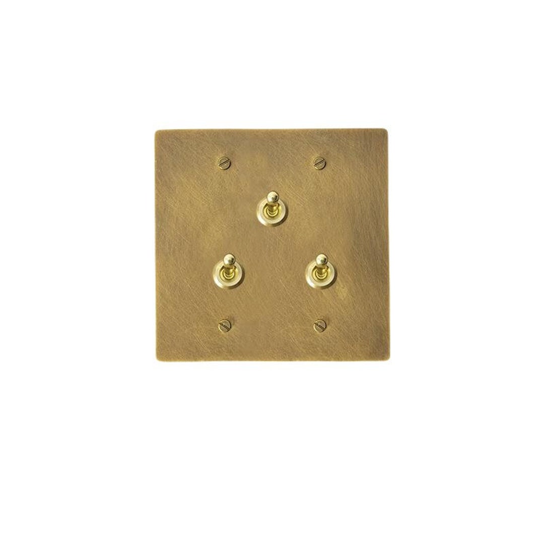 2 Gang Wall Plate With 3 Toggle Switches Solid Brass Panel for Home ...