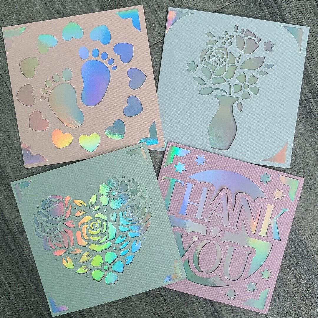 Variety Greeting Card Bundle 4 Blank Thank You, Baby, Flowers, or ...