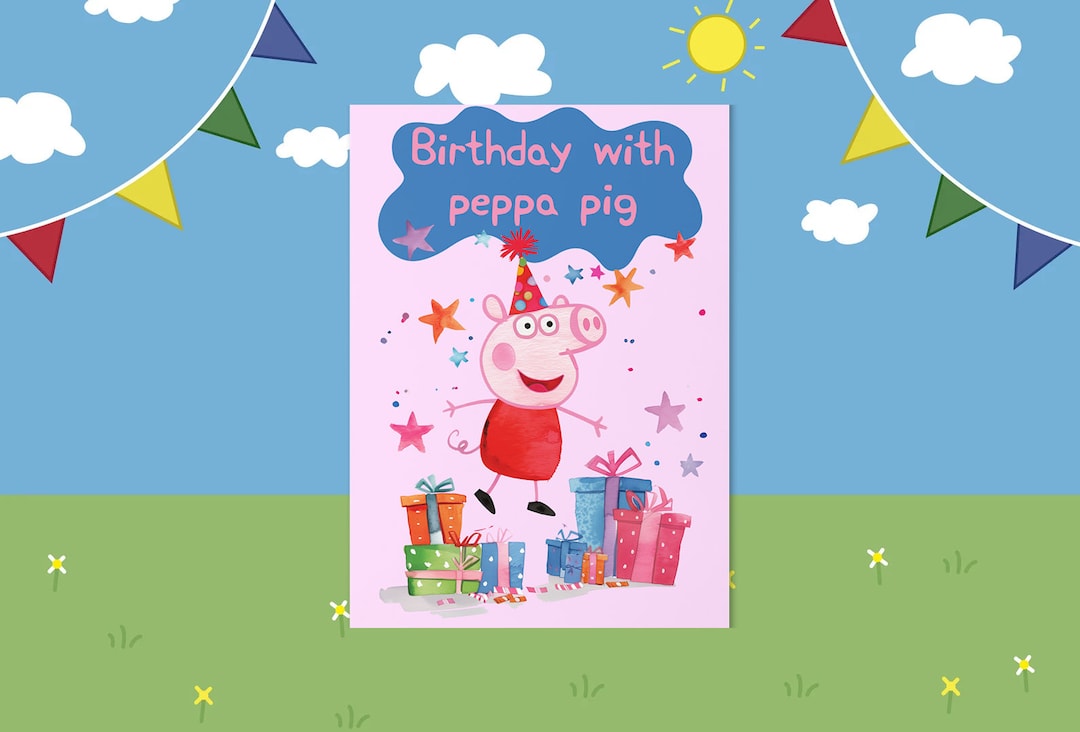 Peppa Pig Digital Download Peppa Pig Birthday Card Editable Peppa Pig ...
