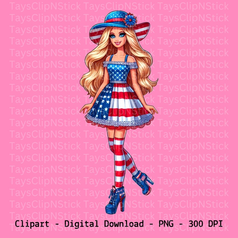 4th of July Girl Clipart Digital Download PNG 300 DPI - Etsy