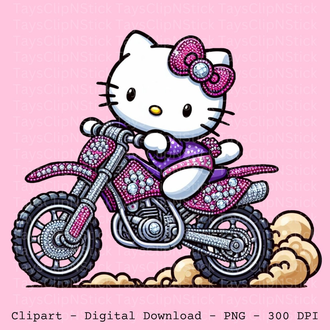 Dirt Bike Kitty Clipart Digital Download PNG 300 DPI - Etsy