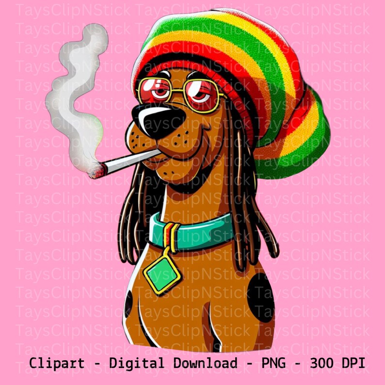 Rasta Dog Clipart Digital Download PNG 300 DPI Scooby - Etsy