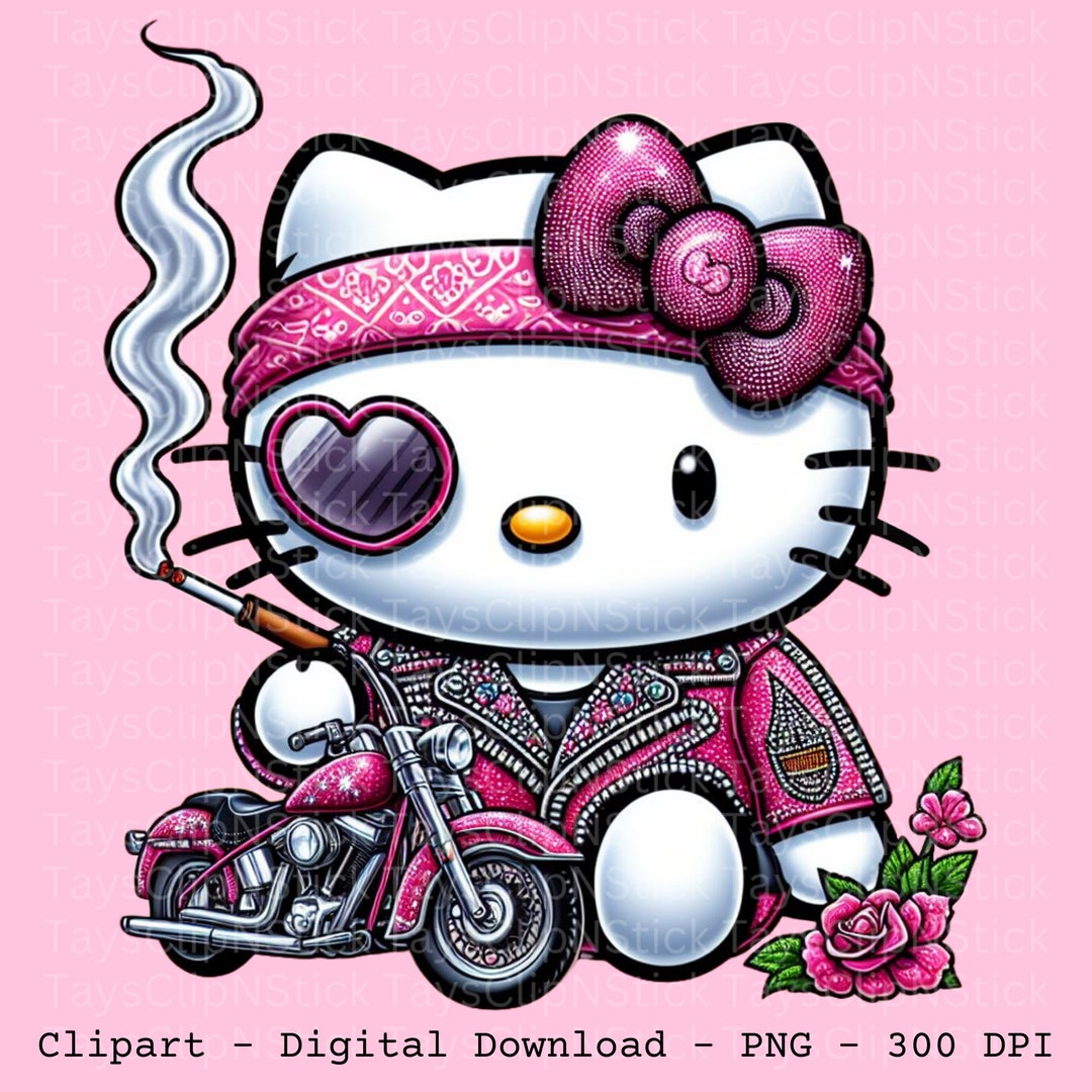 Biker/harley Riding Kitty Clipart Digital Download PNG 300DPI - Etsy