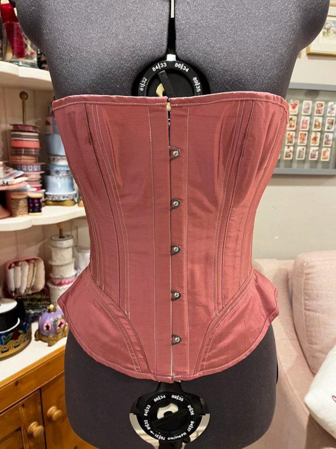 Pink Silk Victorian Corset, 1860's, Hip Gore, Metal Busk - Etsy