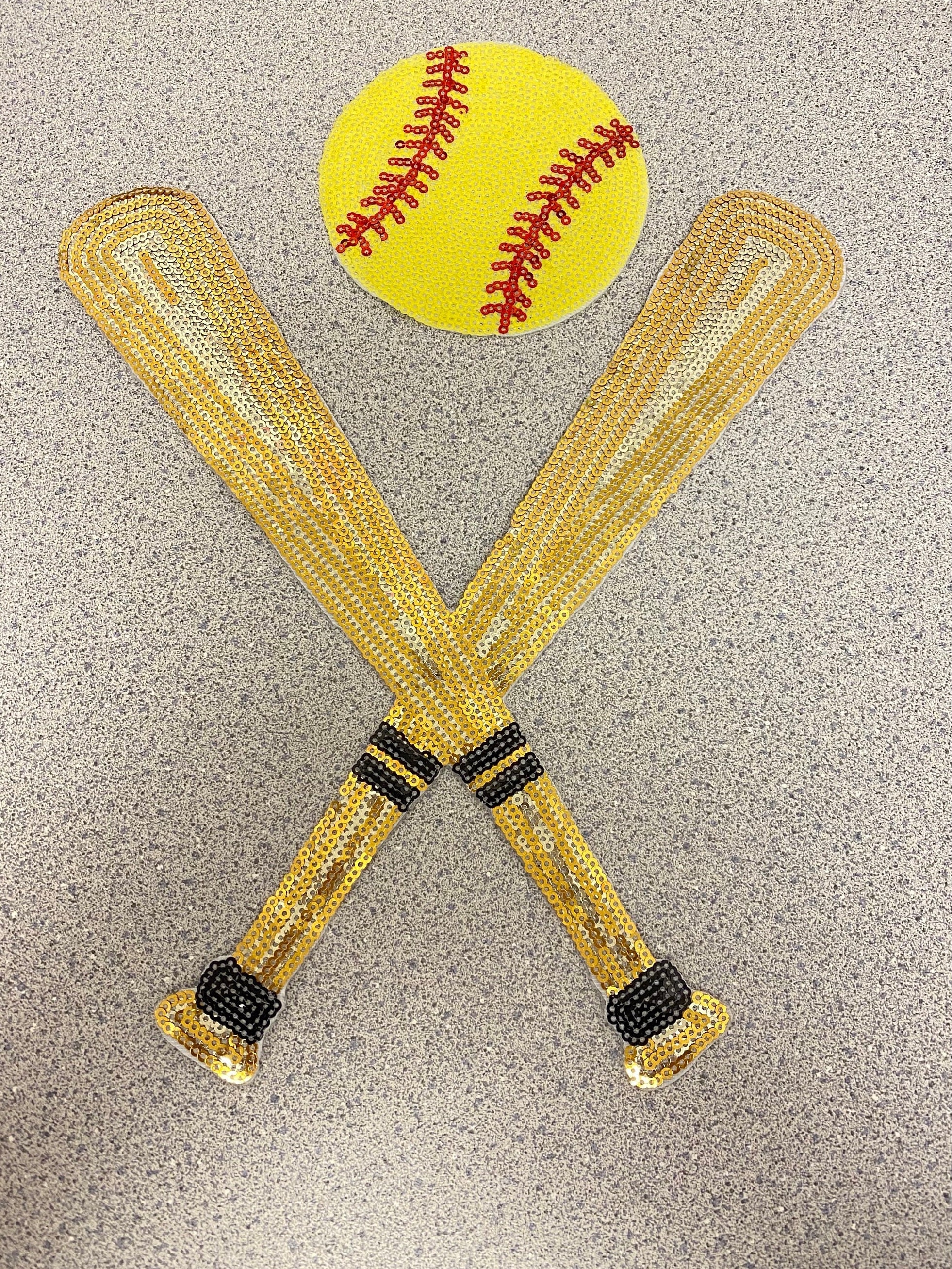 Bat & Ball Sequin Patch sports Game Day Patch sports Sequin Iron on ...
