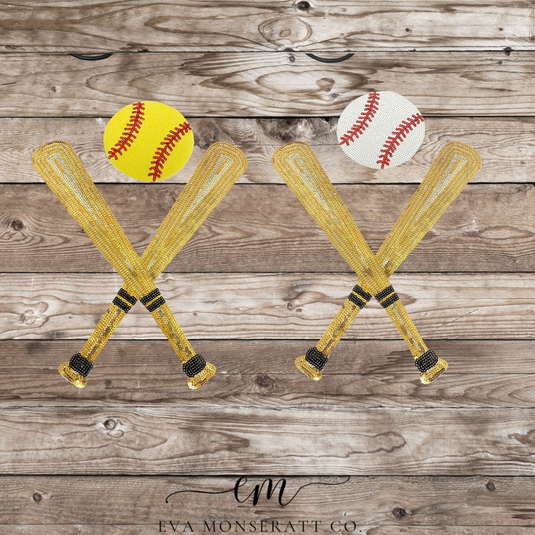 Bat & Ball Sequin Patch sports Game Day Patch sports Sequin Iron on ...