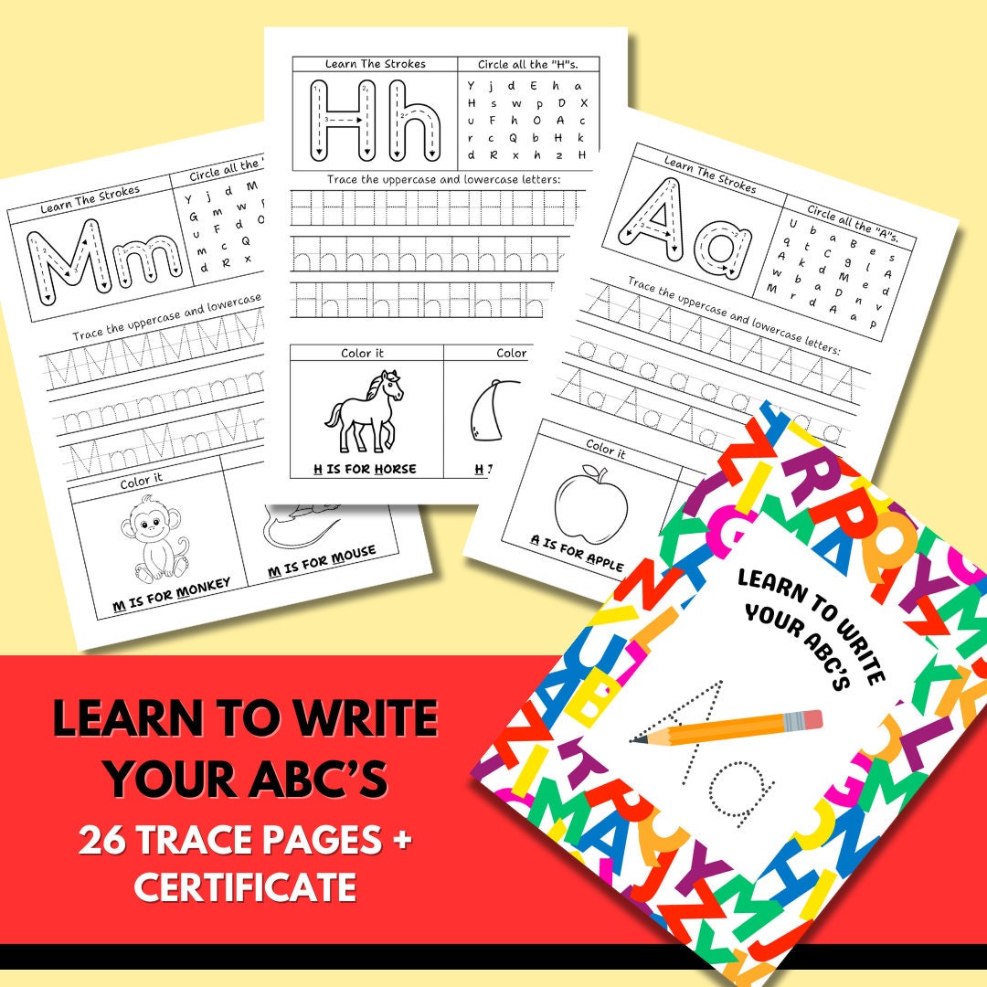 Learn to Write the Alphabet Letter Tracing for Kids Write Your Abc's ...