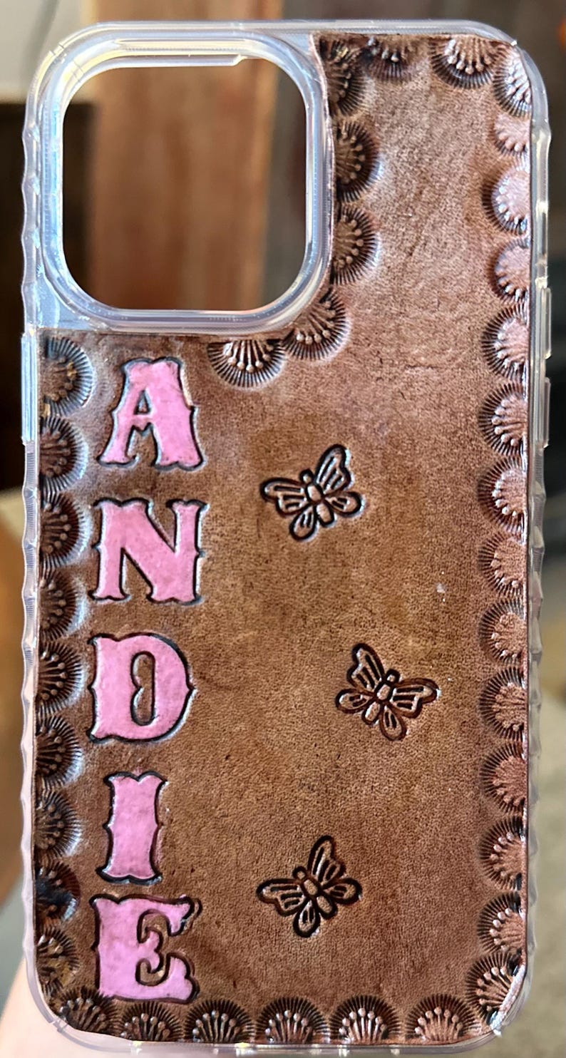 Custom Hand Tooled Leather Phone Case - Etsy