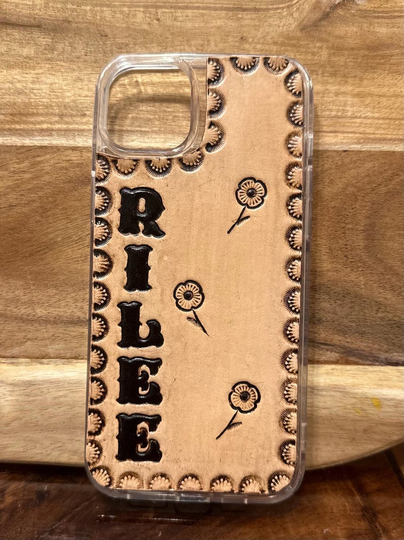 Custom Hand Tooled Leather Phone Case - Etsy