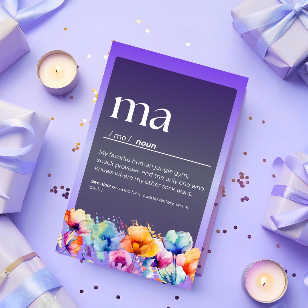 Ma Definition | Mother's Day Card | Printable PDF | Digital Download - Etsy