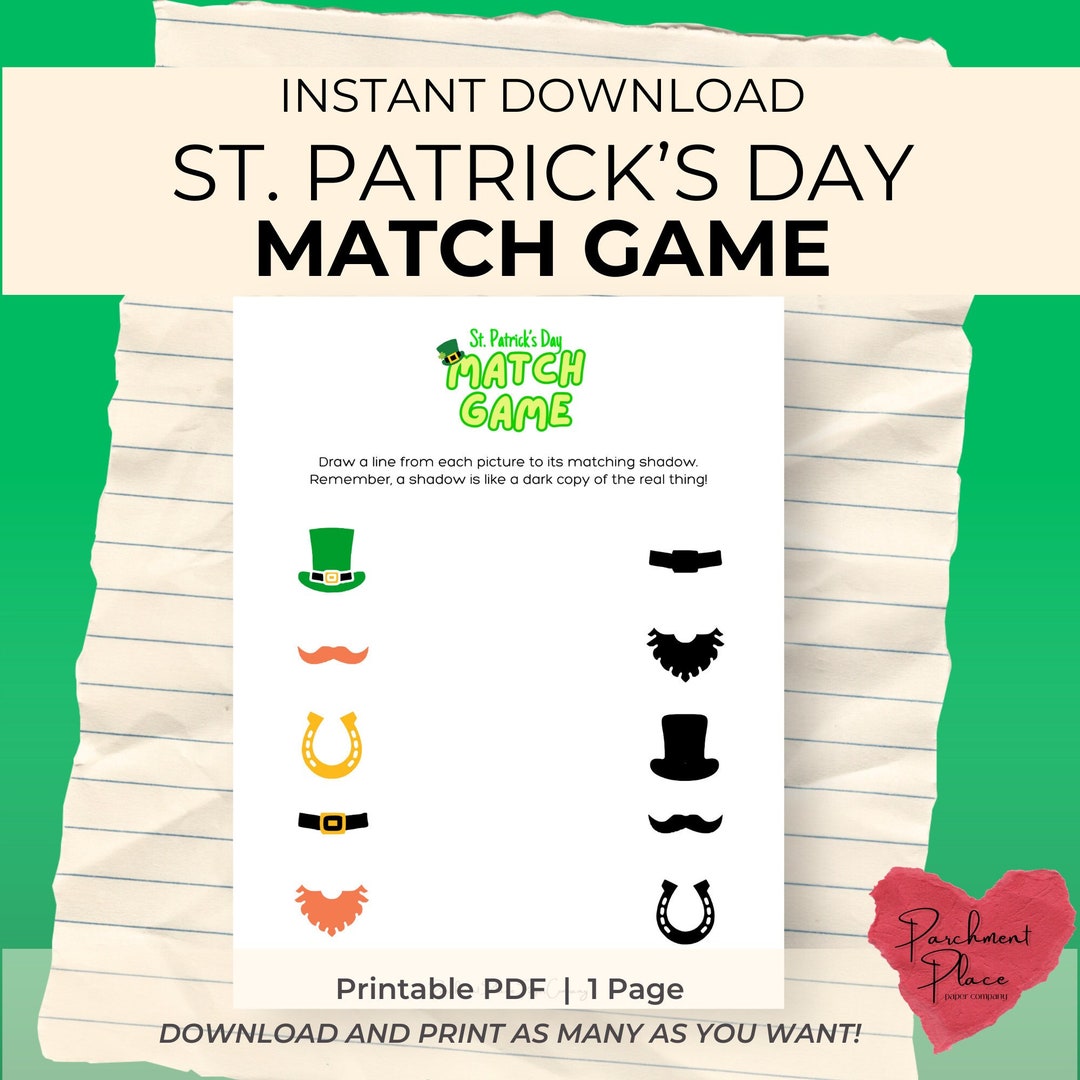 St. Patrick's Day Shadow Matching Game (digital Download) - Etsy