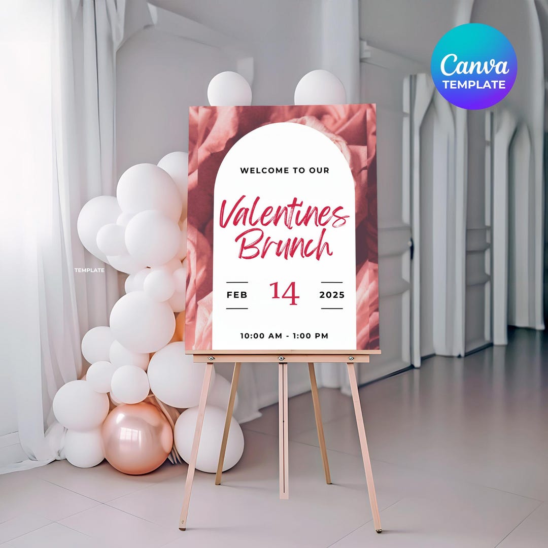 Valentines Day Welcome Sign Template, Classic 24x36in Rose Design in ...