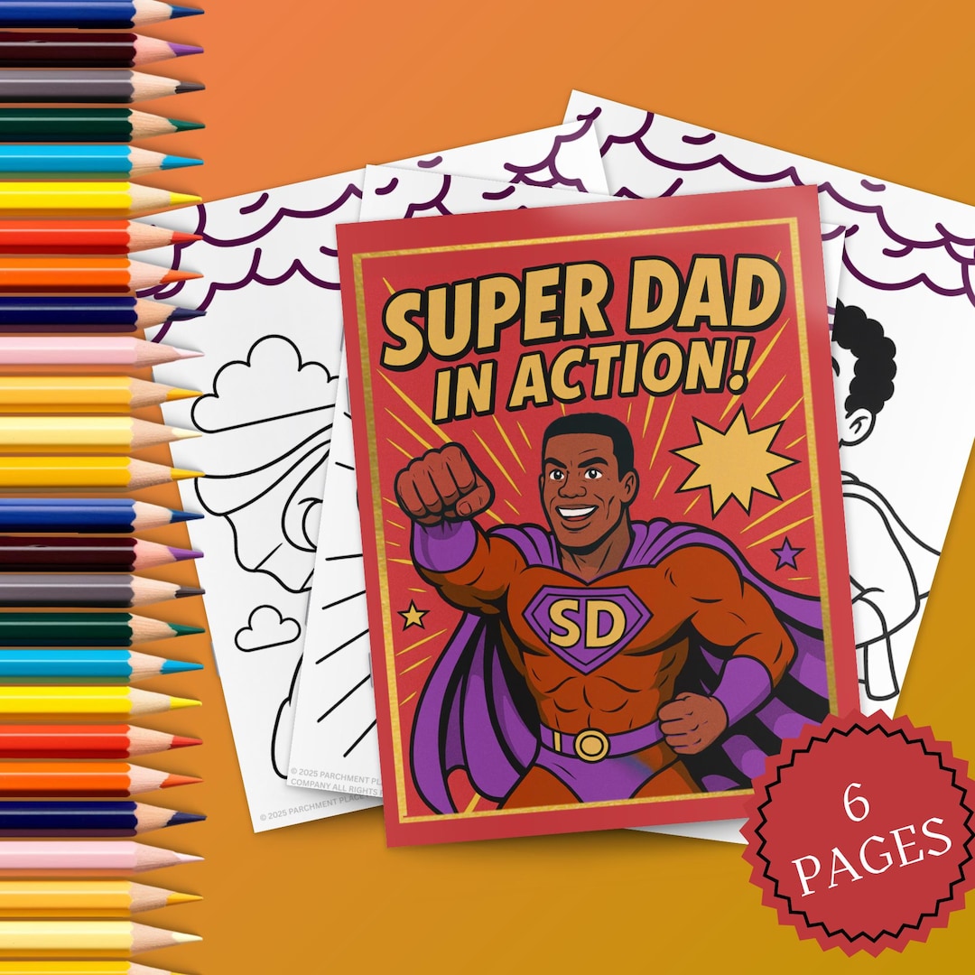 Super Dad in Action Coloring Pages | African American | 6 Fun Printable ...