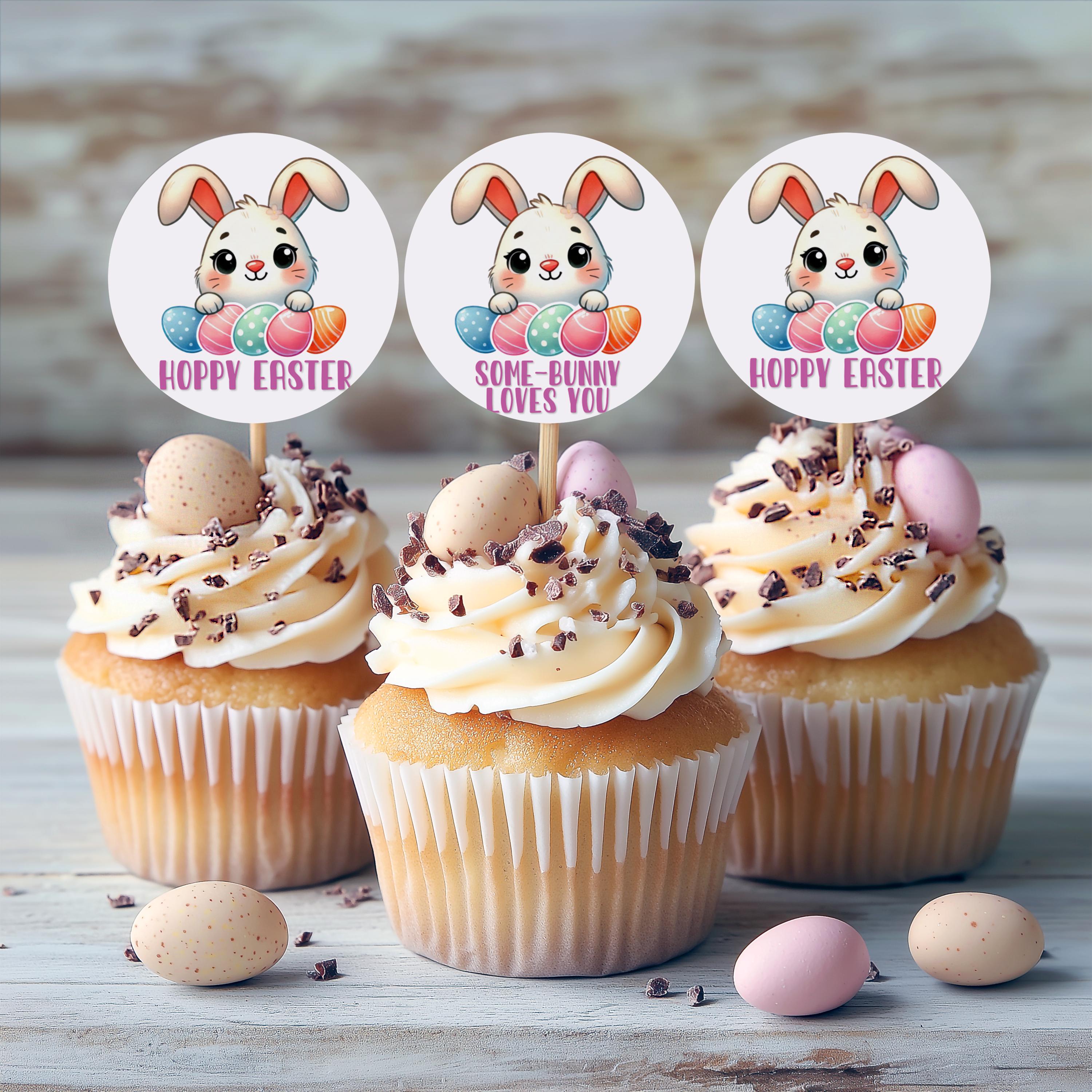 Easter Cupcake Toppers Printable – Cute Bunny – Digital Download for ...