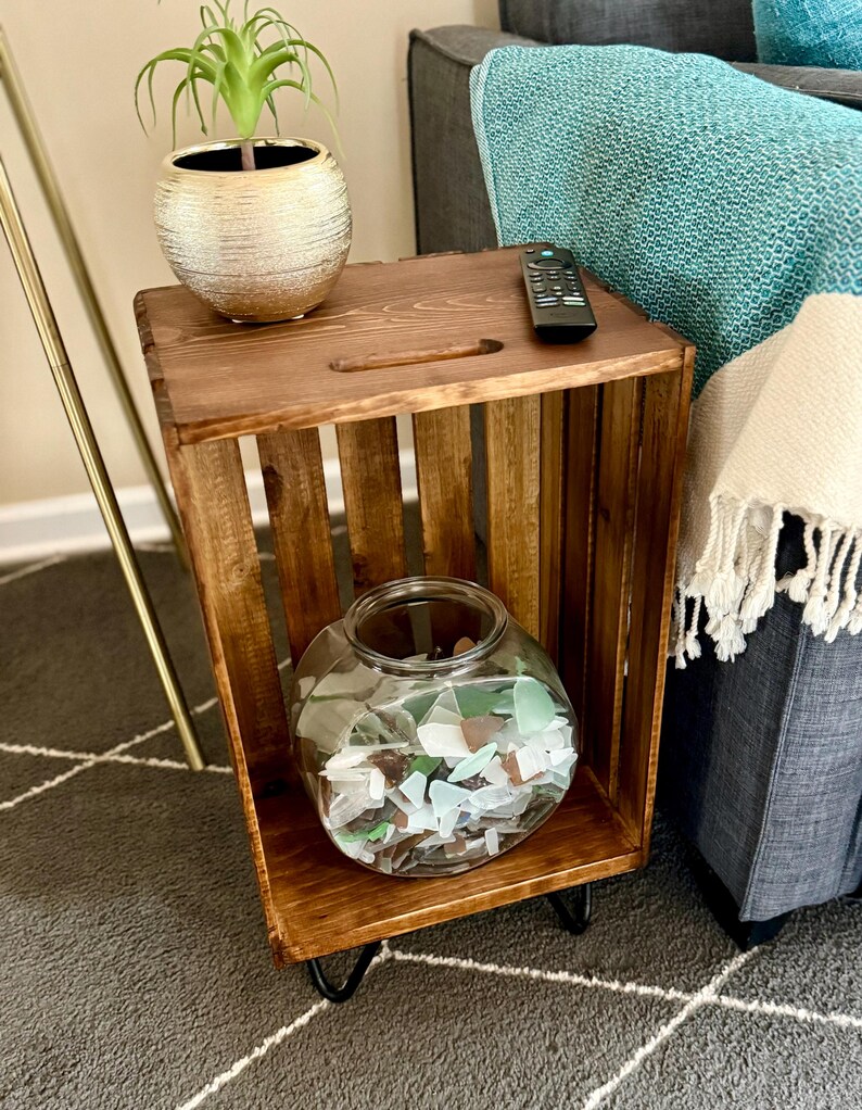 Wooden Crate Accent Table - Etsy