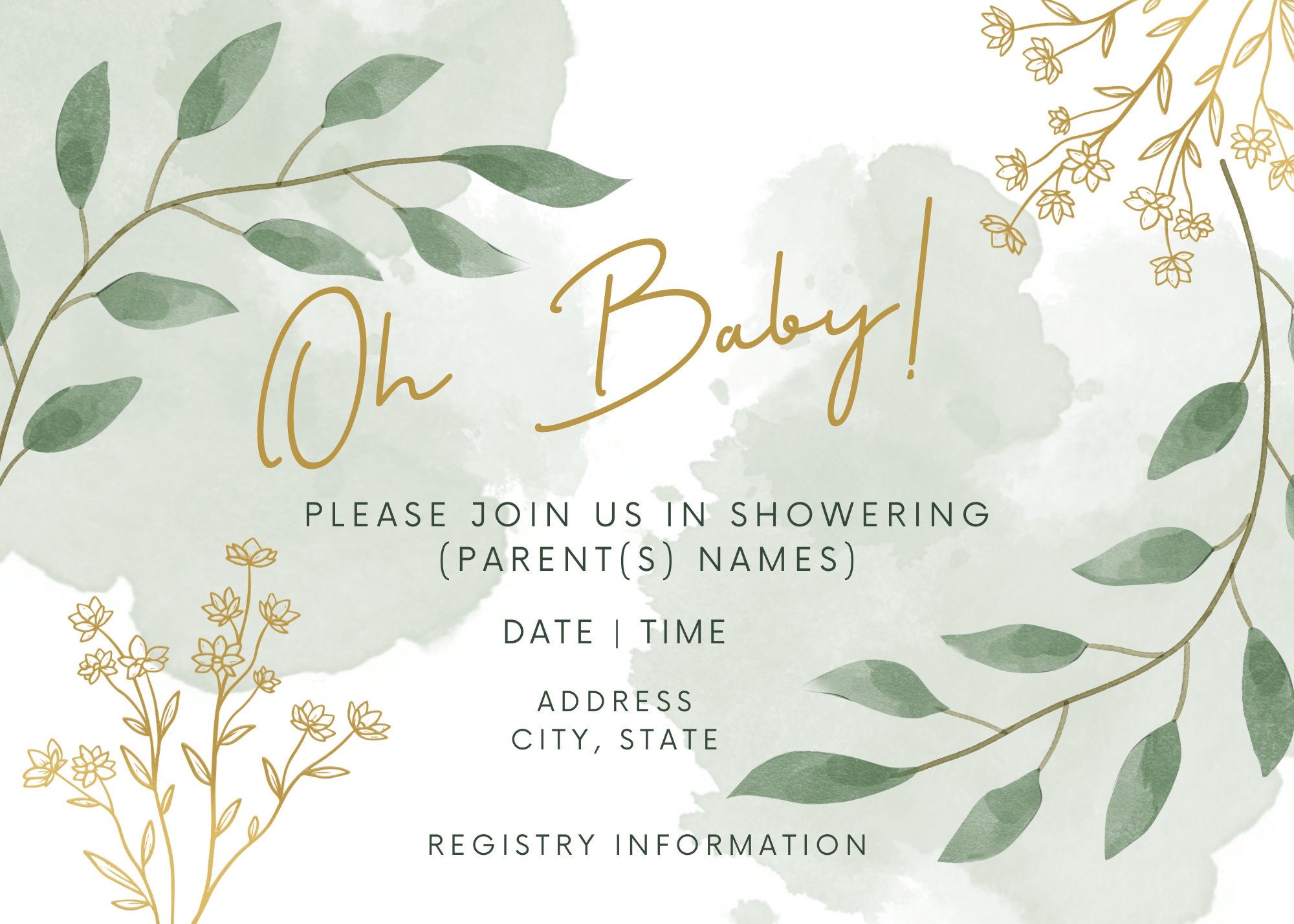 Sage Green and Gold Baby Shower Collection - Etsy