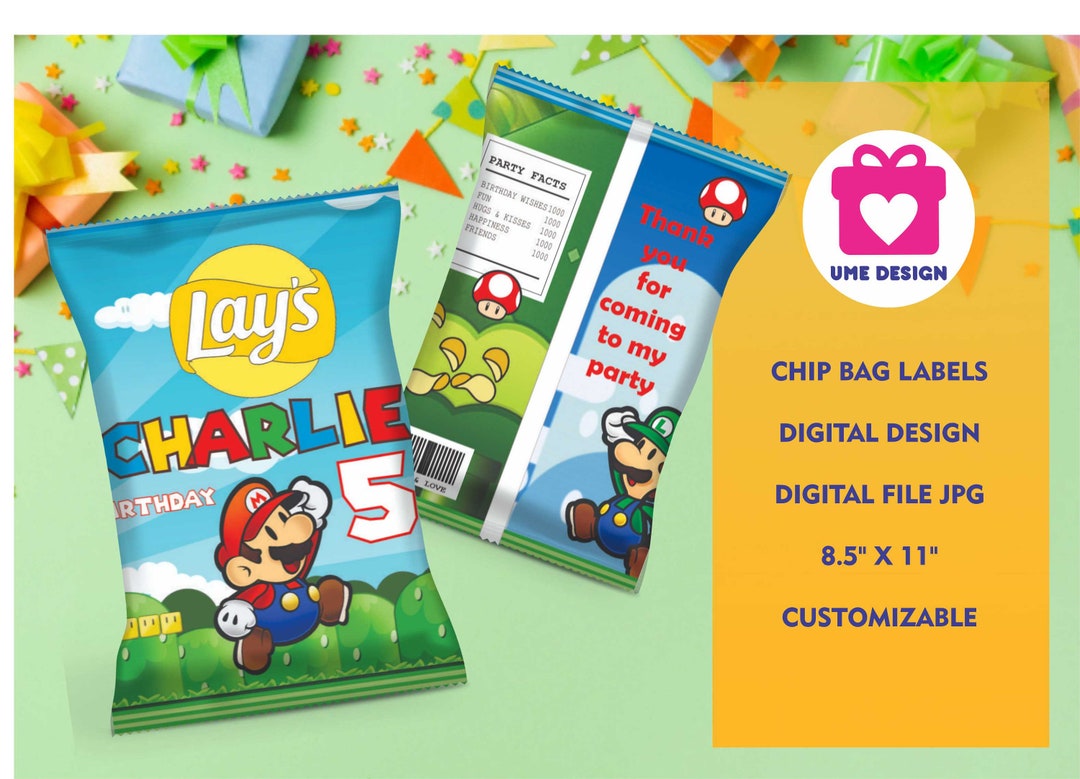 Super Mario Chip Bag Labels - Mario Party Treats - Mario Party Favors ...