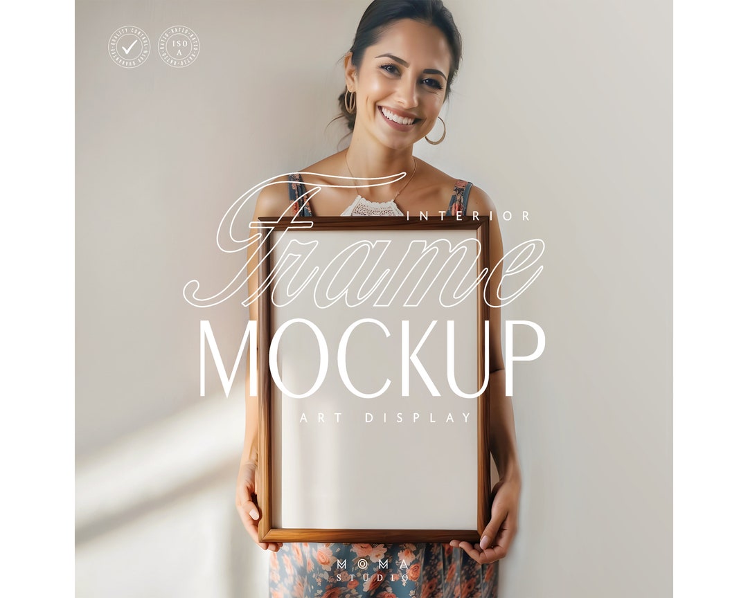 Din A Vertical Wood Frame Mockup Psd Template With Person, 8x12 Frame Mockup With Daylight ...