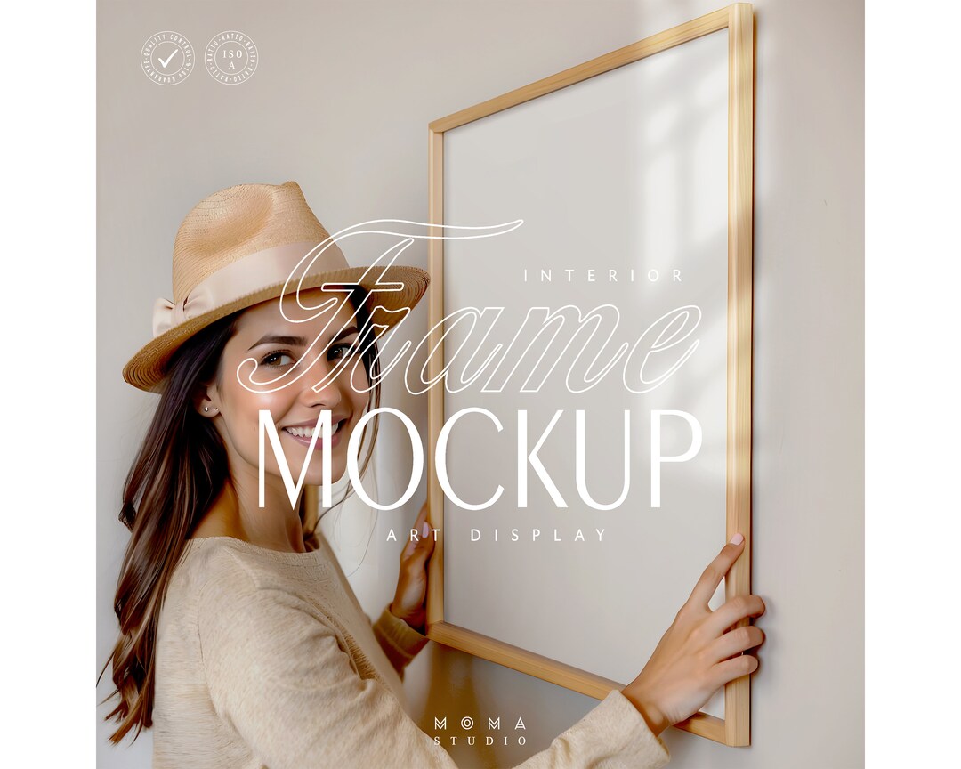 Din A Vertical Wood Frame Mockup Psd Template Hanging on White Wall ...
