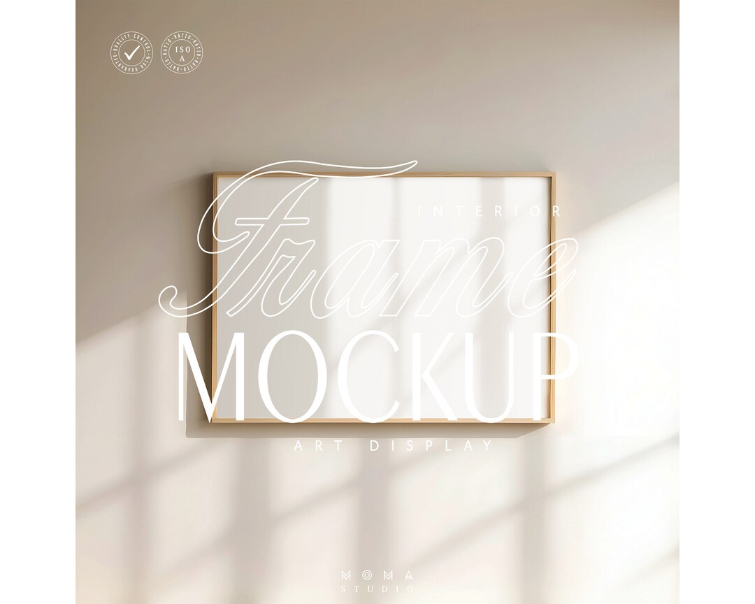 Din A Horizontal Wood Frame Mockup Psd Template Hanging on White Wall ...