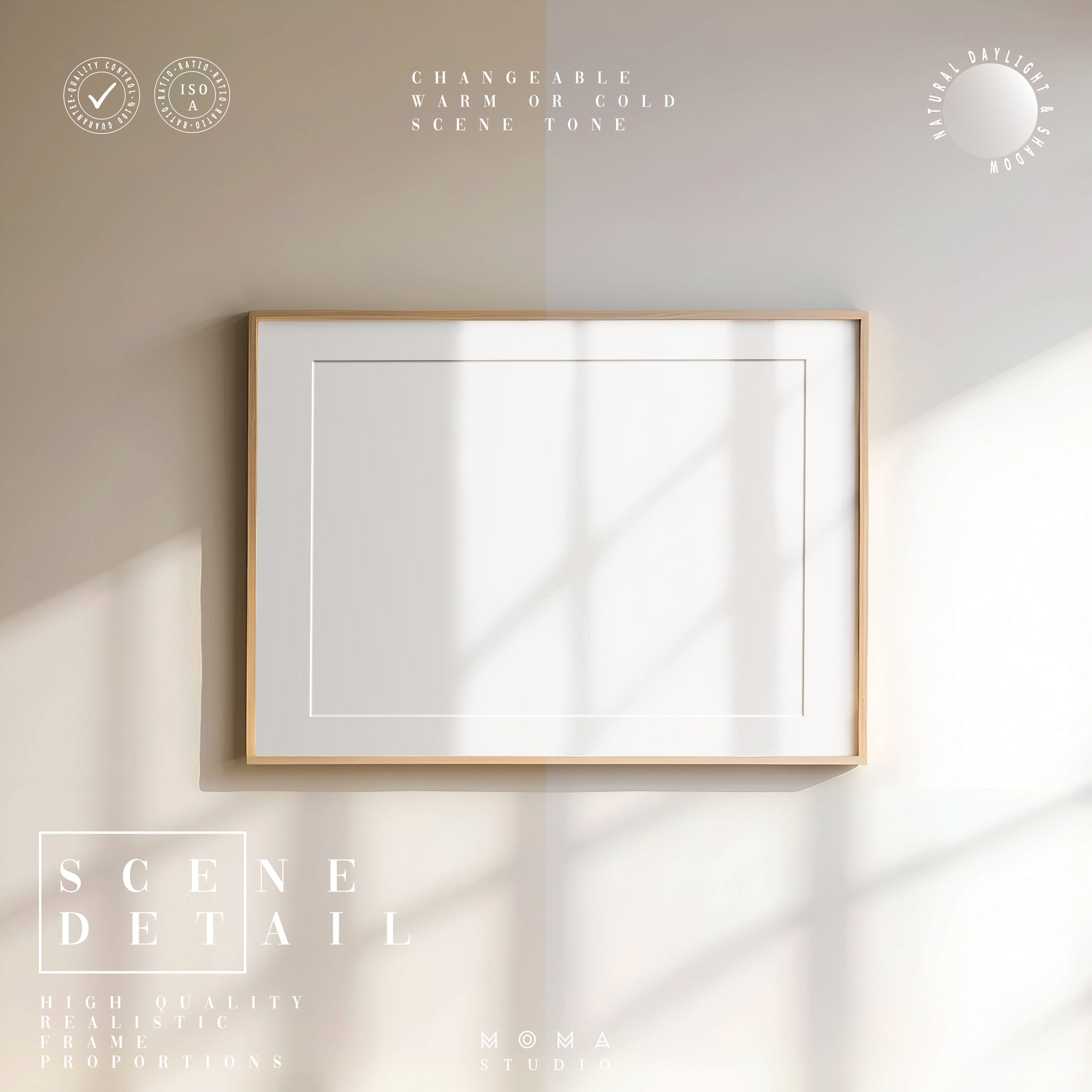 Din A Horizontal Wood Frame Mockup Psd Template Hanging on White Wall ...