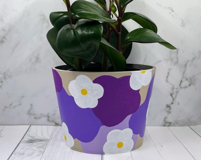 Retro Plant Pot | 5 Inch Planter | Hand-painted Design | Colourful ...