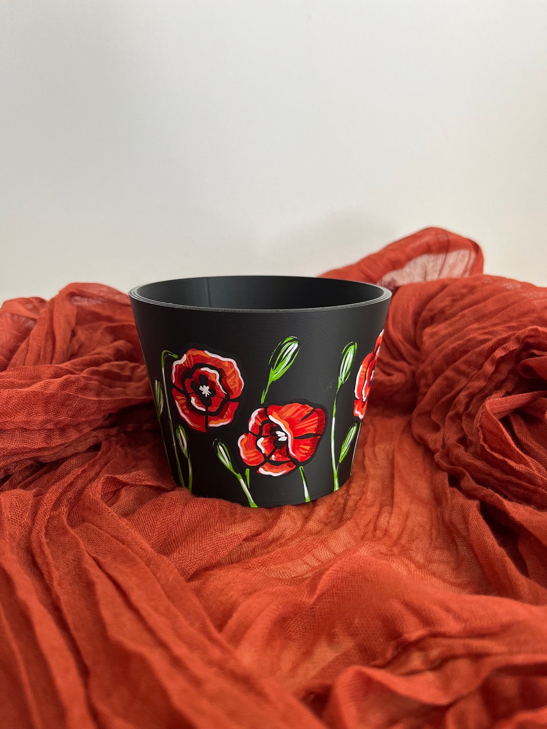 Poppy Planter | 4 Inch Plant Pot | Hand-painted Design | Colourful ...