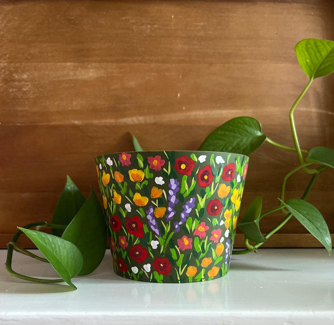 Maximalist Plant Pot | 4 Inch Pot Drainage Hole | Hand-painted Design ...