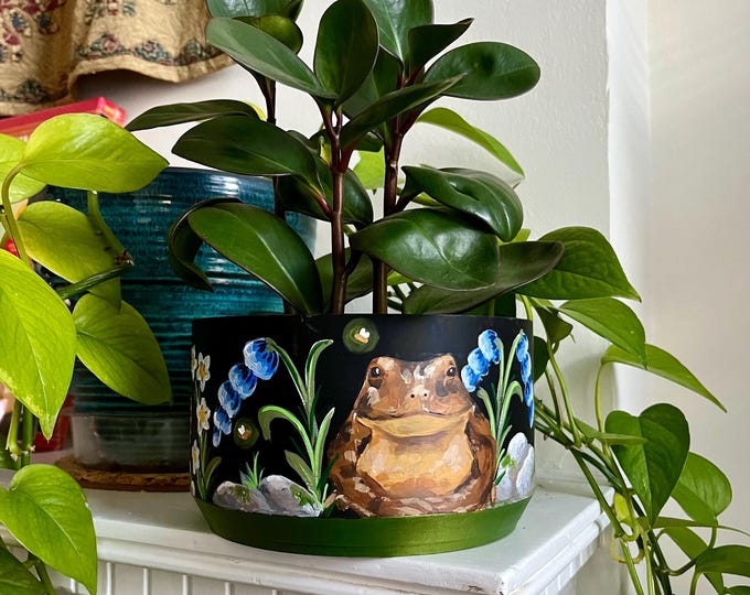 6in Planter | Cute Frogs Planter | Hand Painted Draining Plant Pot ...