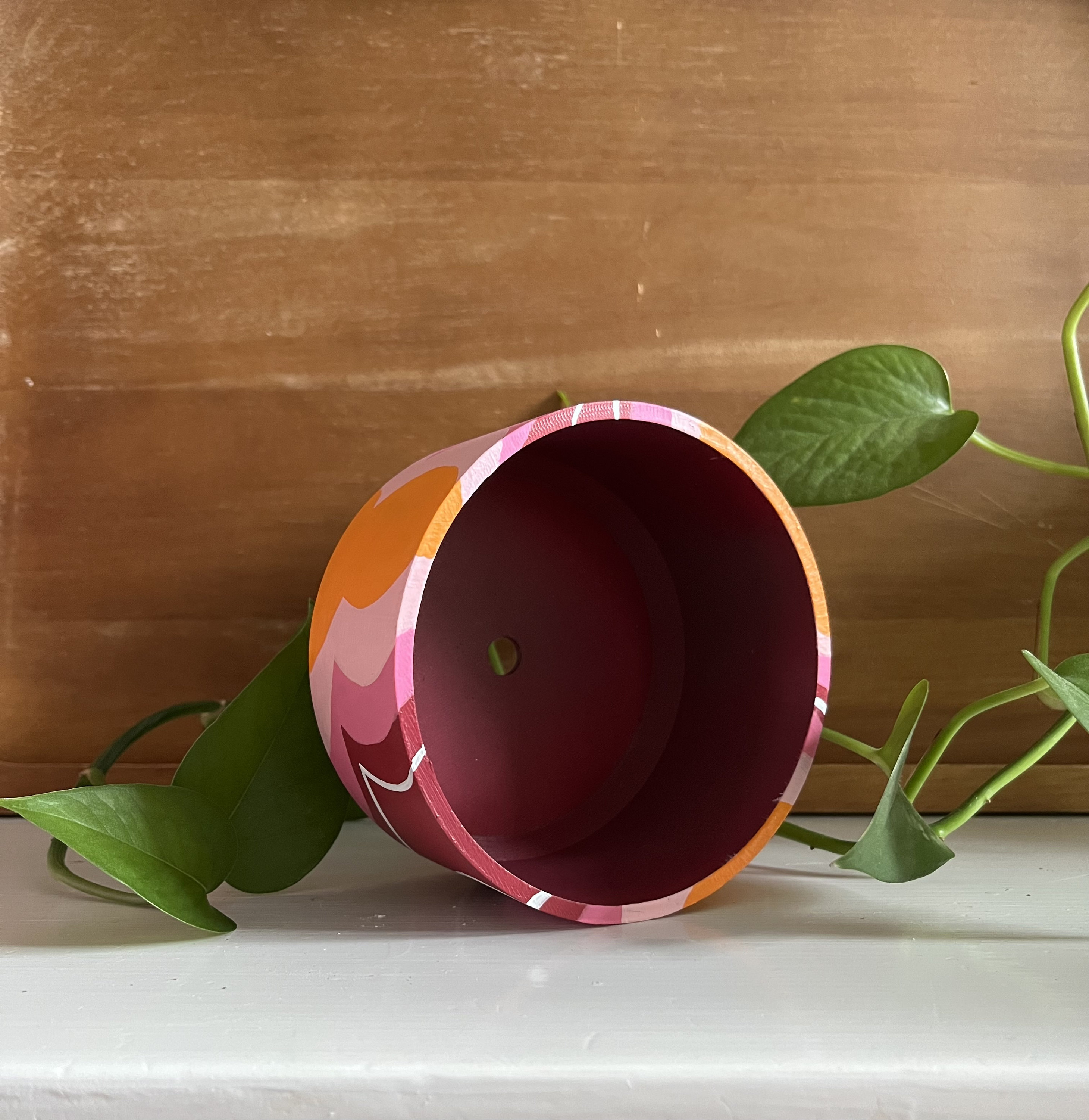 Colorful Plant Pot Bowl Planter Shallow Plant Pot Hand Painted Draining ...