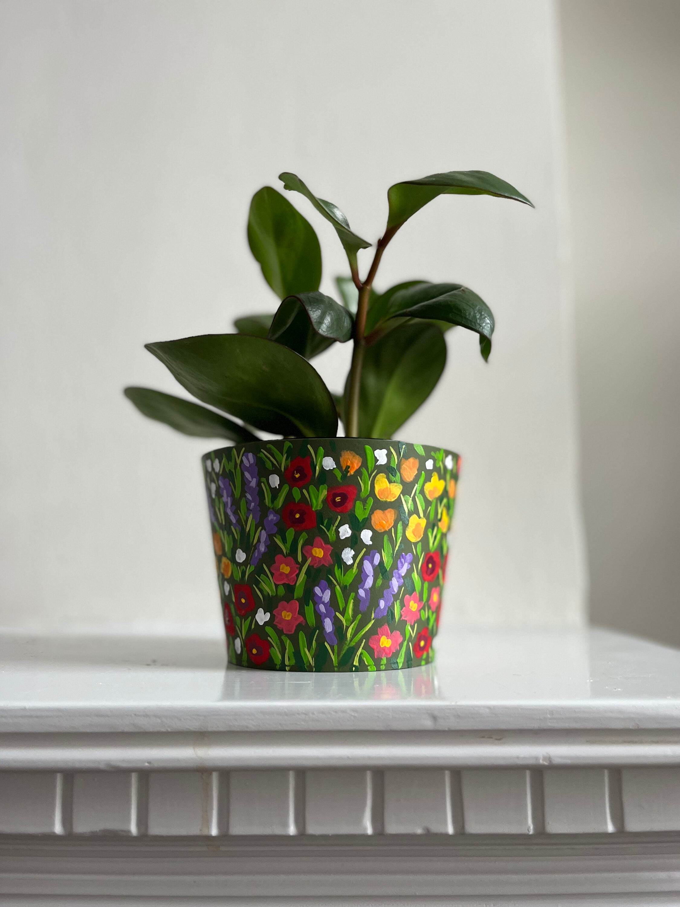 Maximalist Plant Pot 4 Inch Pot Drainage Hole Hand-painted Design ...