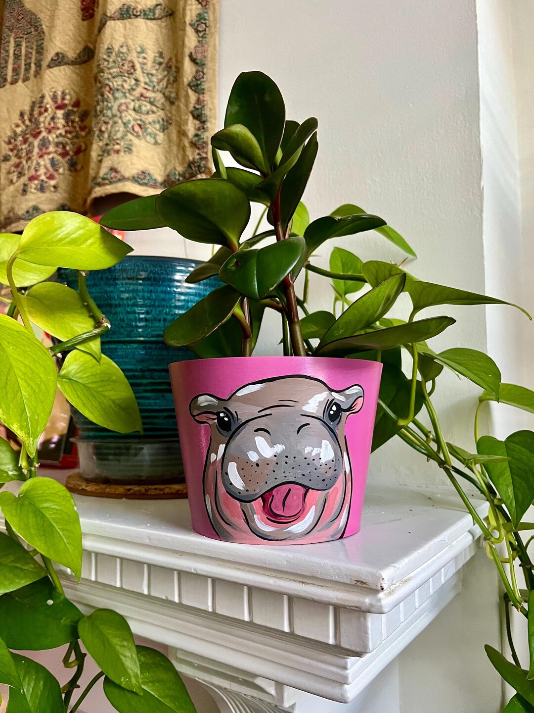 Hand-painted Moo Deng Hippo Planter | Funky 5-inch Plant Pot - Etsy