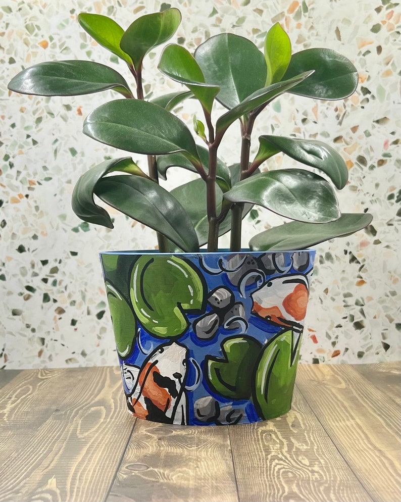Koi Fish Decor 5 Inch Planter Hand-painted Design Koi Fish Gift Koi ...