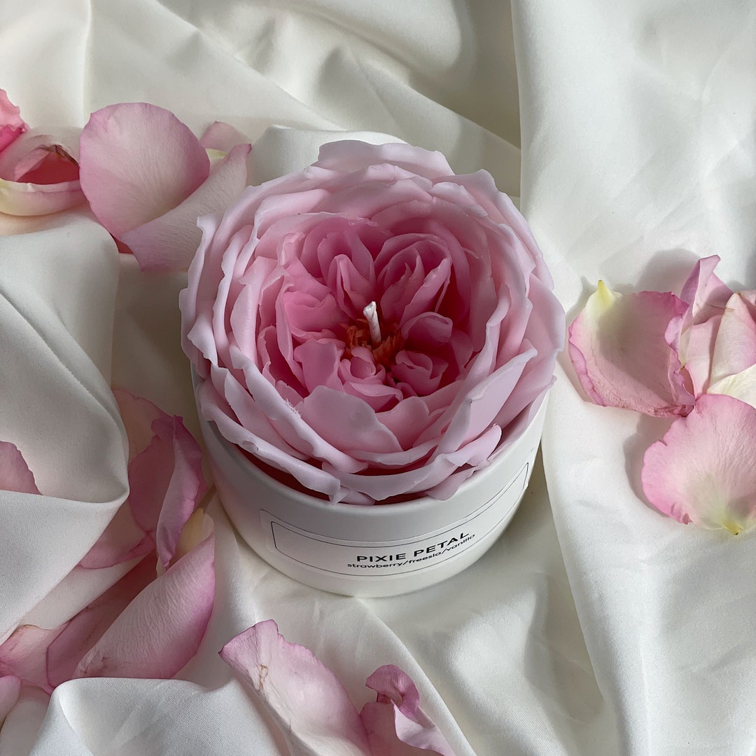Handmade Flower Candle "pink Rose", Beeswax Candle, Soy Wax Candle ...